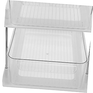 Garneck Sliding Rack Double-layer Storage Rack 2 Tier Bathroom Organizer Storage Stand Toiletries Organizer for Bathroom Shelves for Cabinets Desktop Storage Drawers Transparent The Pet