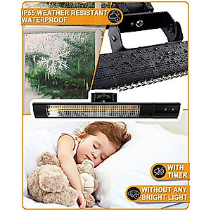 Star Patio Electric Patio Heater, Outdoor Wall Mounted Heater, Infrared Heater with Remote, Instant Heating1500W, IP55 Waterproof Outdoor Heaters, Without Bright Light, STP2580-RM-S