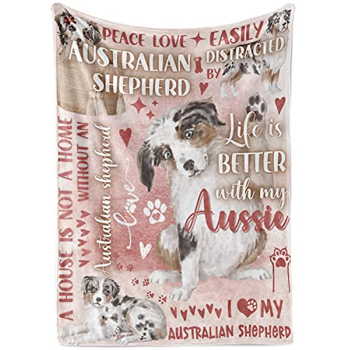 InnoBeta Australian Shepherd Gifts for Women, Best Aussie Blanket for Aussie Mom, Australian Shepherd Throw Blanket, 50 x 65 inch, Skin Friendly