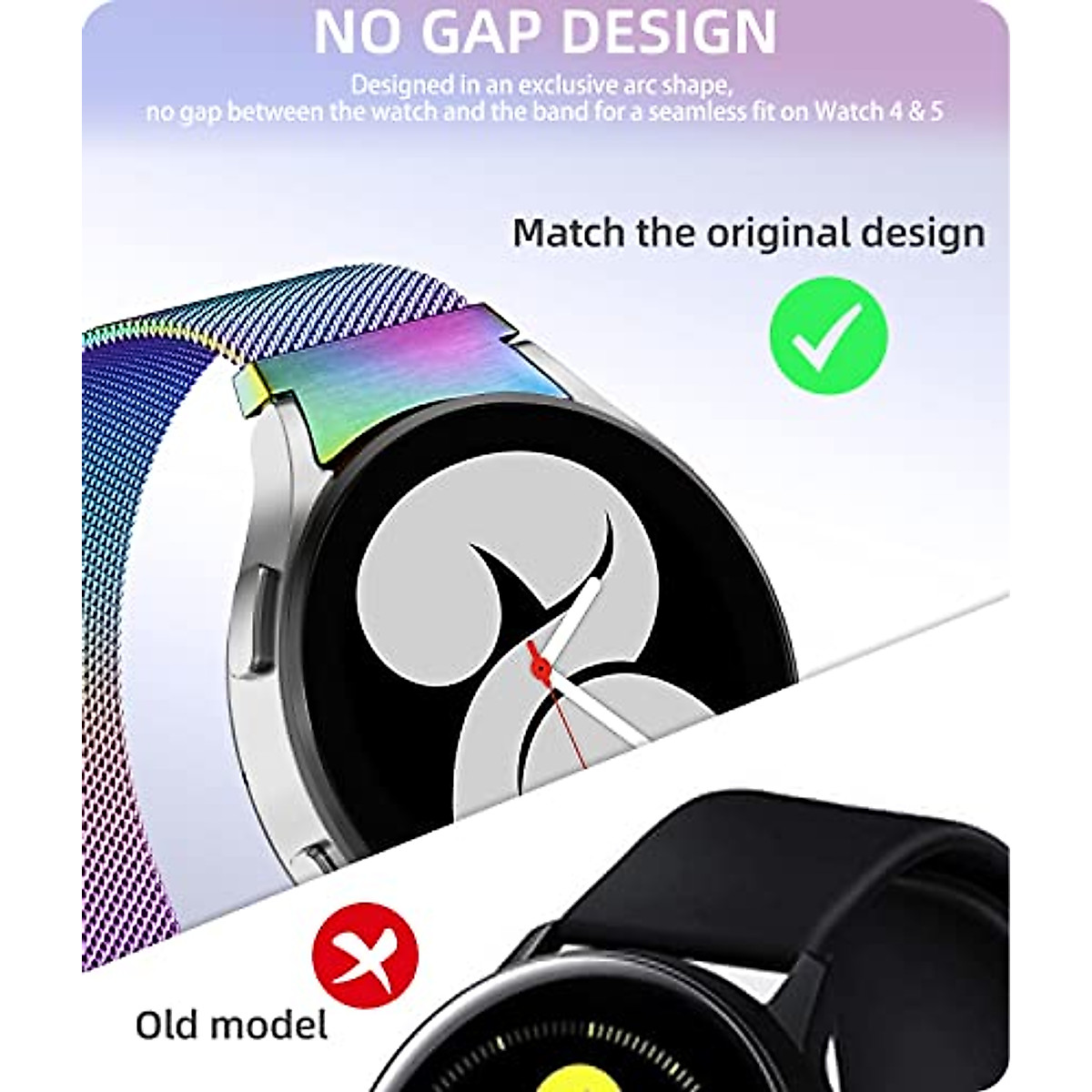 Zedoli No Gap Metal Bands Compatible with Samsung Galaxy Watch 6 band/Watch 5/Galaxy Watch 4 Band 40mm 44mm/Galaxy Watch 5 Pro Band 45mm/Watch 4 Classic Band/Watch 6 Classic Band 43mm 47mm Men Women