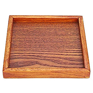 Wood Tea Tray, Small Portable Square Shape Solid Wood Tea Coffee Snack Food Dinning Serving Tray Plate tray basket Wood Serving Tray (16.5 * 16.5 * 2)