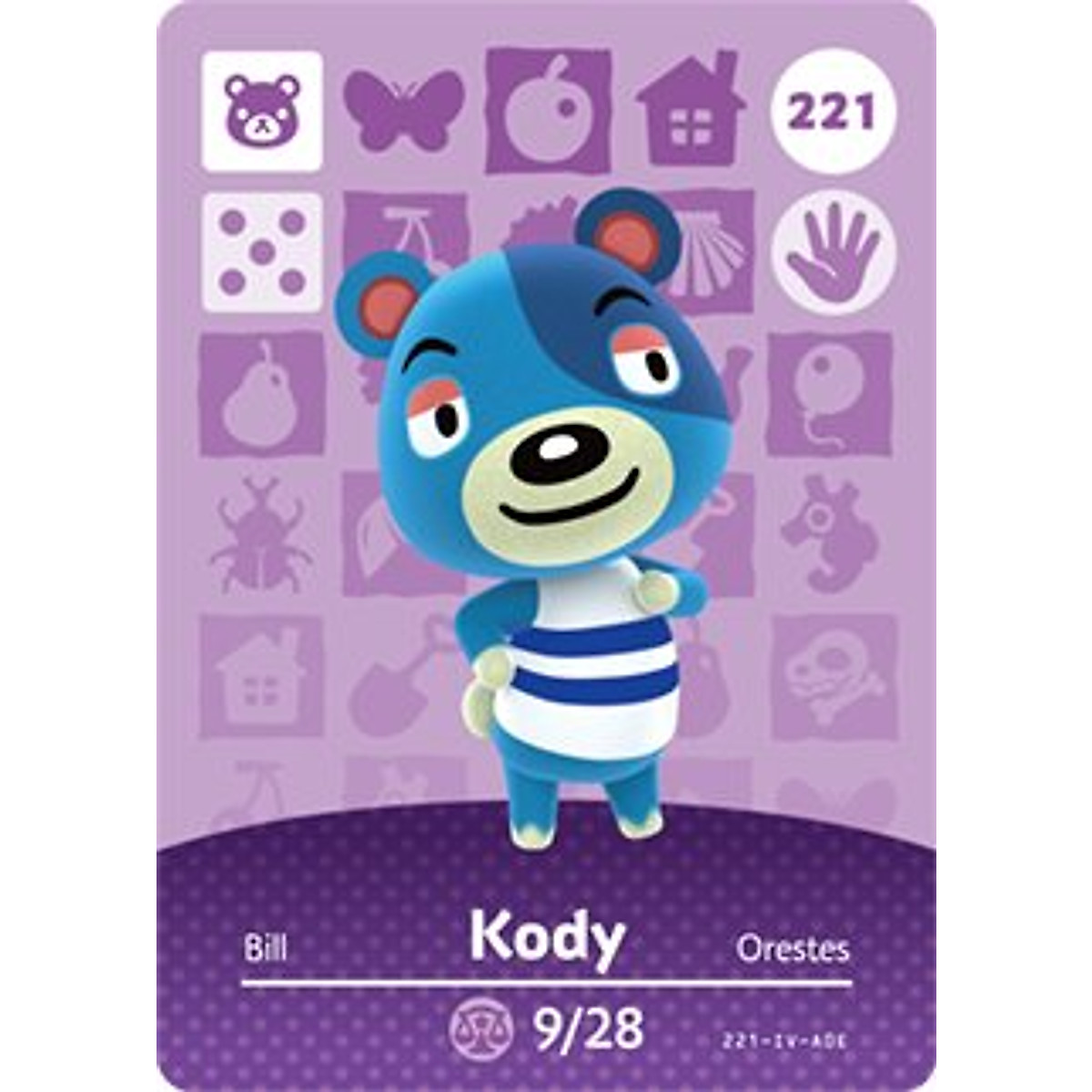 Kody - Nintendo Animal Crossing Happy Home Designer Amiibo Card - 221