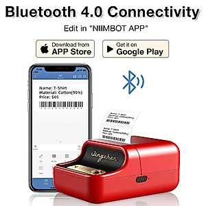 BrokSilent Label Maker Machine B21, Mini Desktop Label Printers, Wireless Portable Bluetooth Thermal Barcode Label Printer with Tape for Phone (Red)
