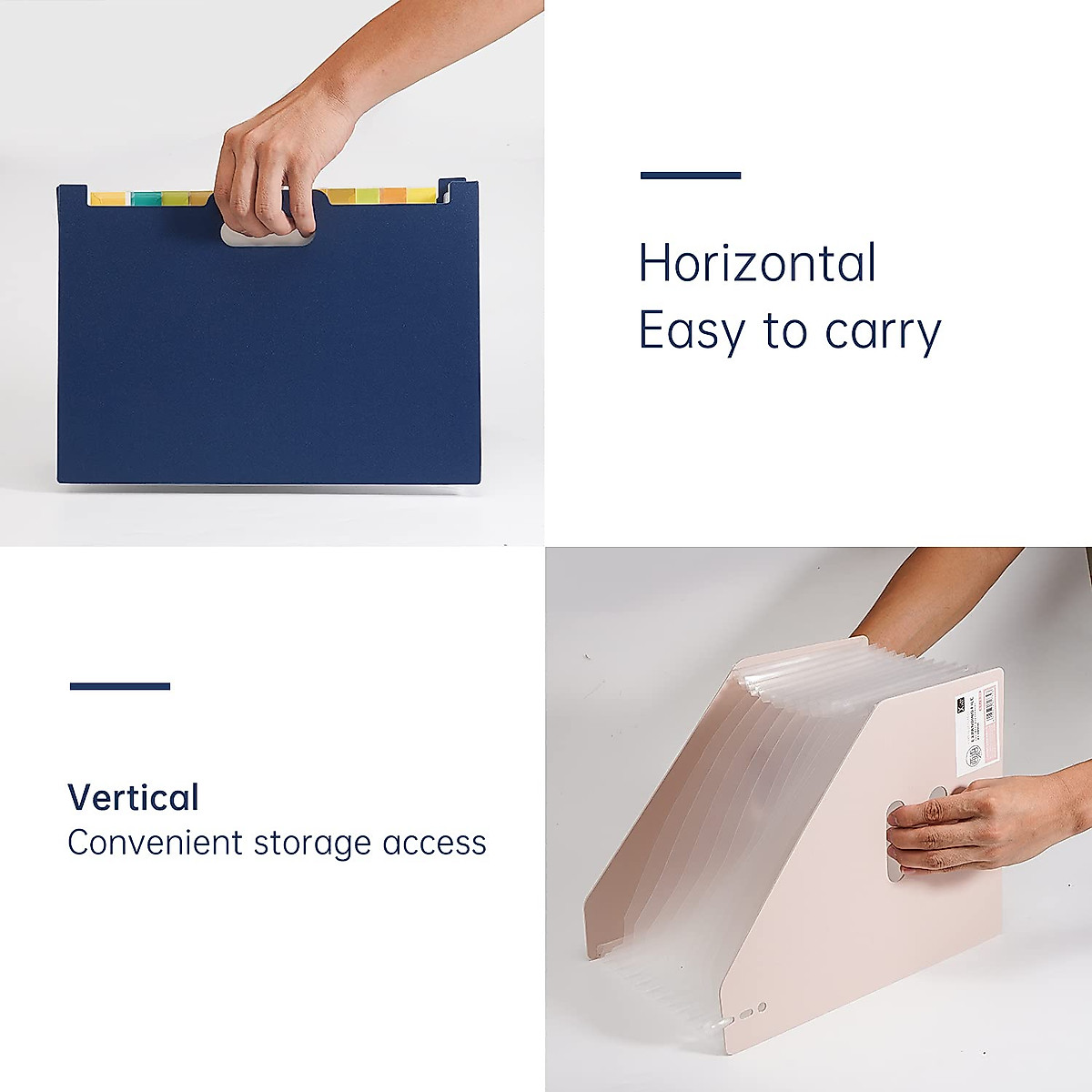 RANLOVE 13-Compartment Expanding File A4 Expandable File Document Folder Expanding Folder Sorting Folder Size Large Capacity Waterproof (Pink in Horizontal Style)