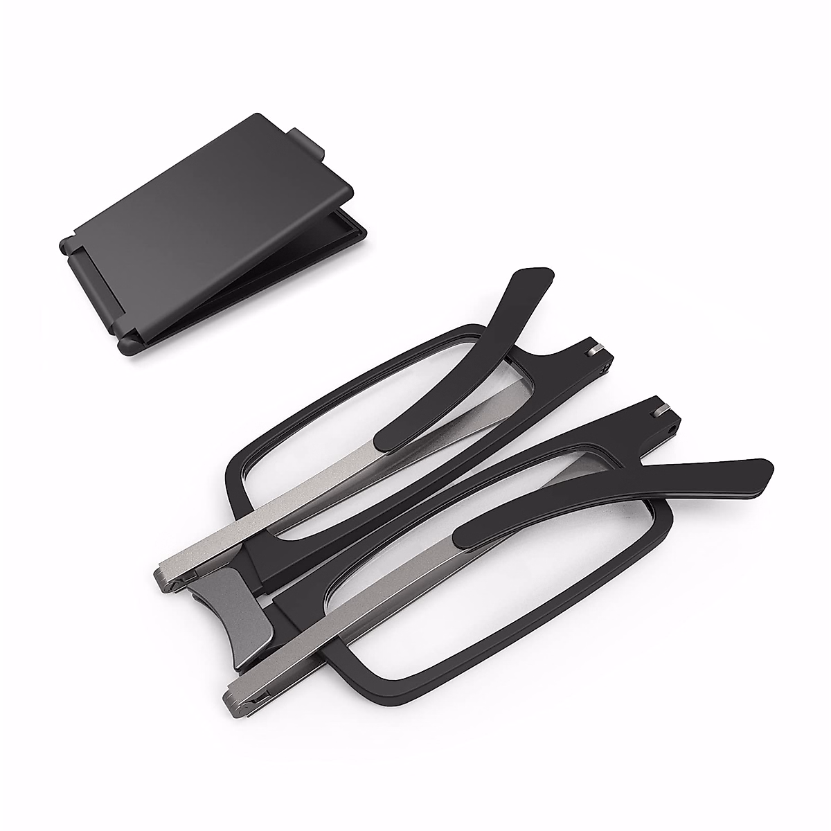 Kisdate Ultra-light and Thin Foldable Reading Glasses Folding Readers for Men Women Compact Portable Rectangle Eyewear Case