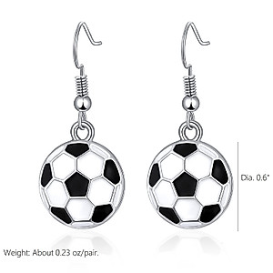 RUOFFETA Sport Ball Dangle Earrings, Football Earrings, Basketball Earrings Soccer Volleyball Baseball Earrings for Women Fan Earrings(Soccer)
