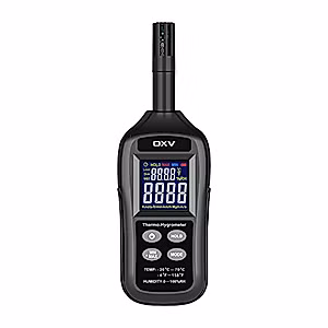 OXV Thermo-Hygrometer Digital Temperature Humidity Meter, Professional Psychrometer with Dew Point and Wet Bulb Temperature Reader,Min/Max Value,Data Hold,Color LCD Display