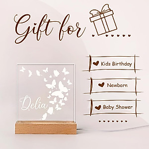 Wucidici Personalized Name Night Light with Butterfly, Custom Name Led Lamp for Baby Kids, Brighter Made Customized Night Light Gift for Girl Boys