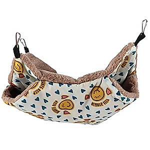 GLOGLOW Double Layer Small Animal Hammocks Small Pet Hanging Hammock Breathable Bunkbed Warm Hammock Polyester Fur, Hamster Warm Hammock for Pet Cage BedsHouses Habitats (S Sun Flower)