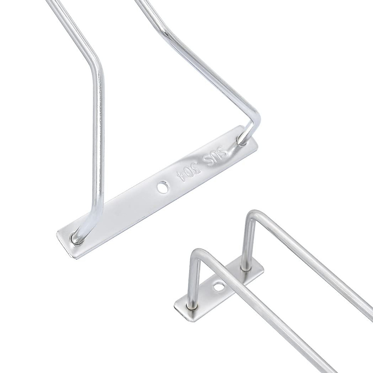 ZOOHOT 9.6-Inch Wine Glass Rack, Under Cabinet Wine Glass Holder Stainless Steel Stemware Rack - Hanging Stemware Holder for Cabinet Kitchen Bar (1 Rows, 2 Pack)