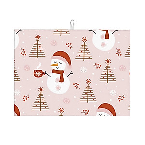 Microfiber Dish Drying Mat For Kitchen Counter 18'' X 24'' Santa Claus Print Absorbent Dish Draining Mat Medium