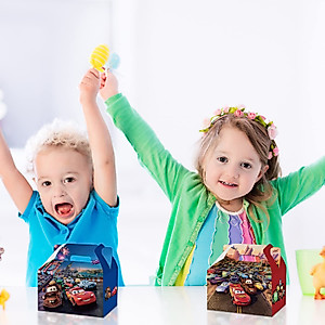 MSJEHQI 16Pcs Cars Party Gift Boxes, Cars favors Boxes Party bag for Kids Themed Party Supplies Favor Snack for Kids Adults
