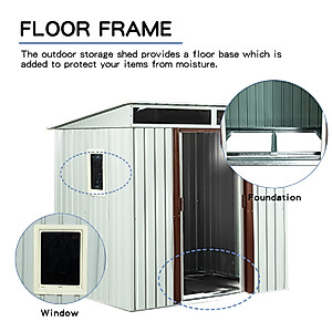 6ft x 5ft Outdoor Metal Storage Shed with Window White