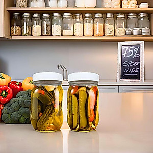 Jarming Collections Mason Jars 16 oz - Glass Jars with Plastic Lids- Glass Storage Jars with Regular Mouth Lids- Jars with Lids- Canning Jars, Pint Jars- Set of 2, 16 oz Mason Jars, White Lids