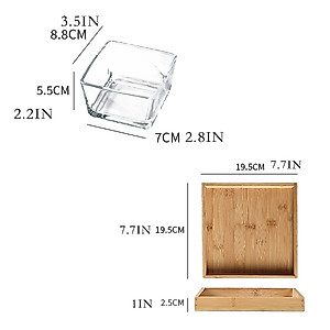 WAOCEO Appetizer Bowls Four-square Glass Snack Dish and Chassis Home Restaurant Divided Fruit Snack Dried Fruit Plate Side Dish Dipping Saucer Salad Bowls (Color : Brass)