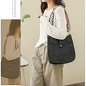 JRNDNIUO Crossbody Bag for Women Designer Thick Strap Bags for Women Adjustable Guitar Strap Purse Shoulder Bucket Bags