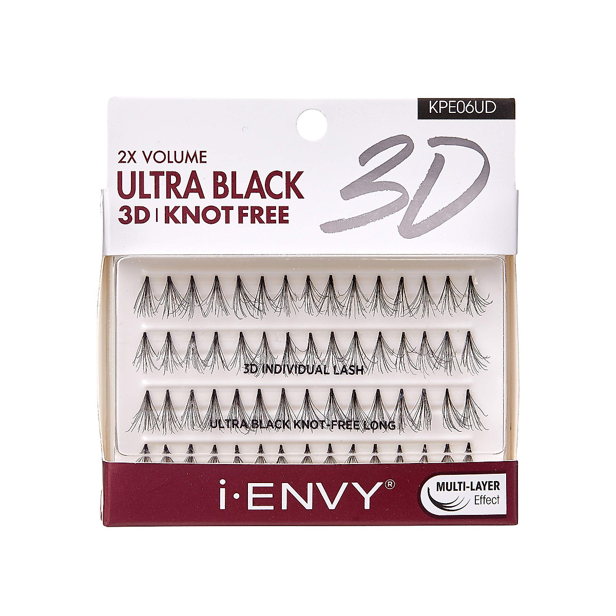 i-ENVY 2X Volume 3D Ultra Black Individual Lashes (3 PACK, Knot Free - Long)