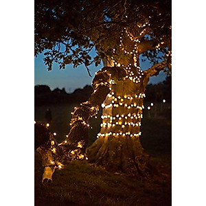 OZS-105FT 300LED Warm White Solar Christmas String Lights Outdoor, Waterproof 8 Modes Green Wire Christmas Tree Lights for Garden, Christmas Decorations (Warm White)