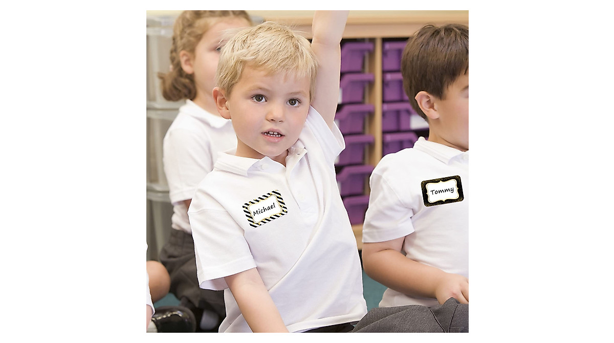 200 Name Tag Stickers with Gold Border | Easy Organization ...