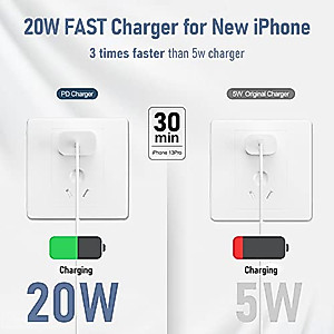 iPhone Fast Charger,[Apple MFi & ETL Certified] 20W Apple Fast Charger with USB C to Lightning Cable 10ft Super Charger Block Apple Chargers for iPhone 13/12/12 Mini/12 Pro/12 Pro Max/11/iPad（1-Pack