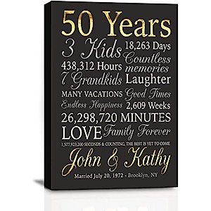 50th, Personalized Gold Anniversary, 50 Years Wedding Anniversary Birthday, Golden Anniversary Decorations, Grandparents Gifts, Parents 50th, Mom and Dad Gifts