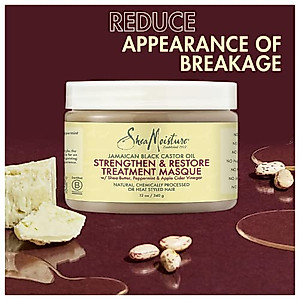 SheaMoisture Curly Hair Products, Jamaican Black Castor Oil Strengthen & Restore Treatment Masque, Paraben Free Moisturizer Hair Mask for Healthy Hair Growth