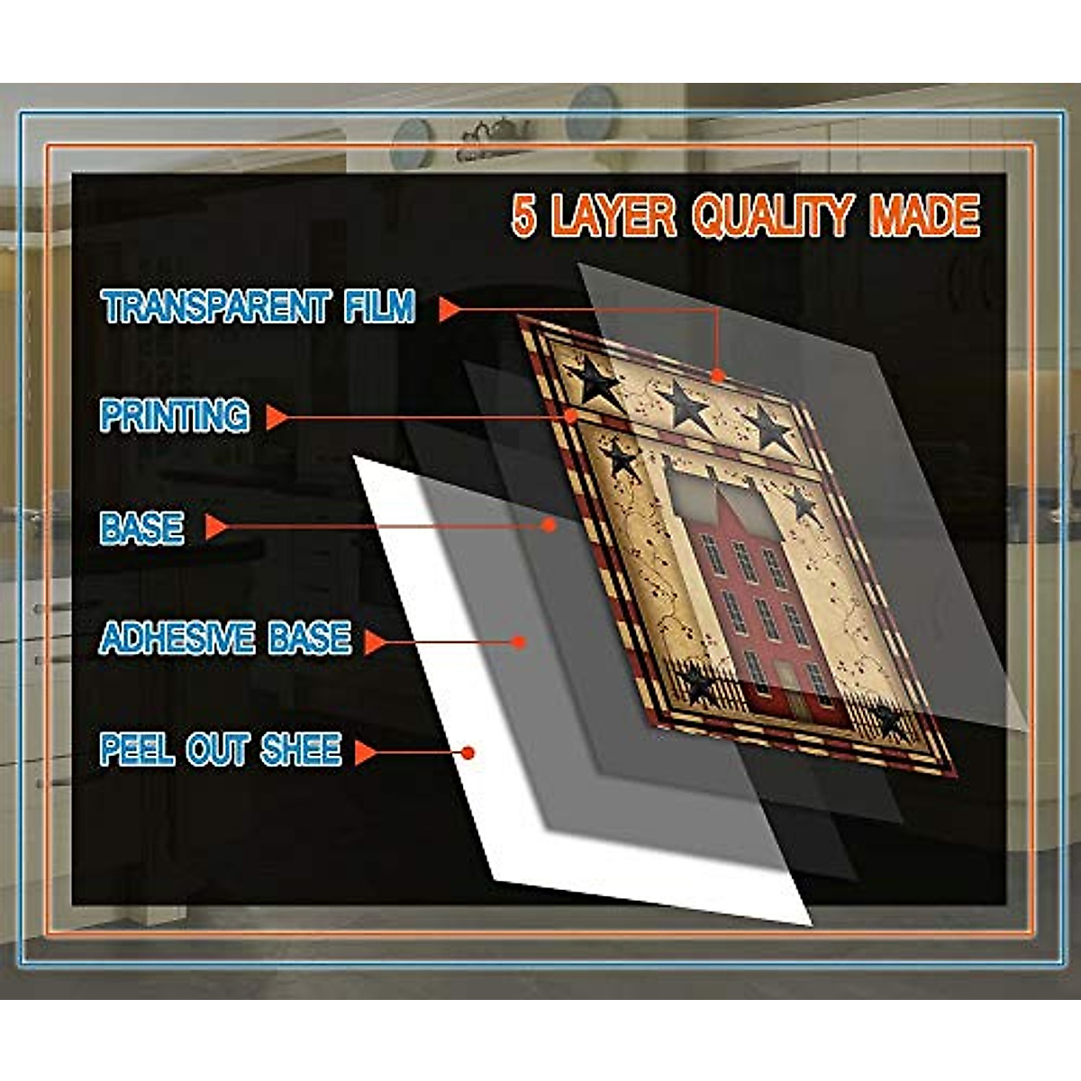 Primitive Barn Star Dishwasher Magnet Cover, Prim Country House Fridge Magnetic Panels,Kitchen Decor Refrigerator Door Sticker Home Appliances Family Decals 23"Wx26"H