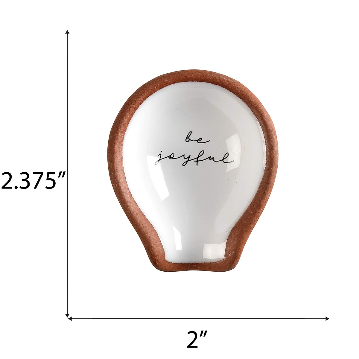 Be Joyful Glossy Brown 2 x 3 Terra Cotta Decorative Countertop Spoon Rest