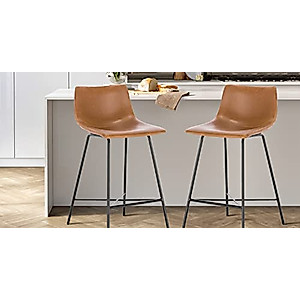 Poly and Bark Paxton 24” Counter Stool, Set of 3 Tan