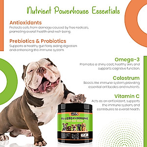 Chews Pawsitive Allergy + Immune Chews for Dogs - Dog Supplements for Itchy Skin and Seasonal Allergy Relief- Natural Dog Immune Support- Digestive Health Probiotics - 120ct