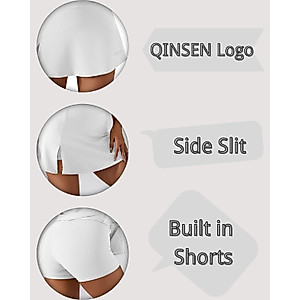 QINSEN Tennis Skirt for Women Golf Athletic Activewear Skorts Summer Workout Shorts White M