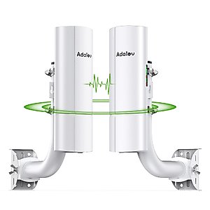 Gigabit Wireless Bridge with Mounts,AdaLov Point to Point/Multipoint WiFi Bridges,Outdoor CPE with 100/1000Mbps LAN Port,5.8G 3KM High Speed Wireless Ethernet Bridge with 16dBi High-Gain Antenna