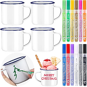 Newtay 16 Pcs Painted Mug Kit Personalized Coffee Mug Kit Mugs You Can Decorate Coffee Mug Decorating Kit Design Your Own Mug for DIY Craft Decor Planting Drinking