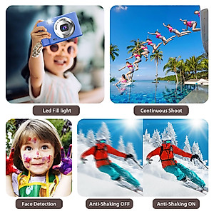 IEBRT Digital Camera,1080P Mini Vlogging Camera Video Camera LCD Screen 16X Digital Zoom 36MP Rechargeable Point and Shoot Camera for Compact Portable Kids Teens Gift (2.4 inch Blue)