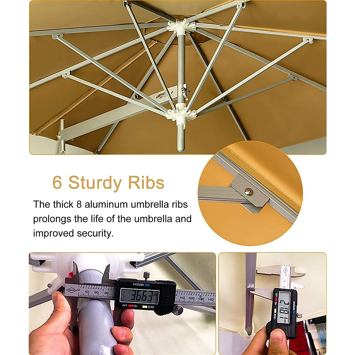 Patio Umbrella Large Wall Mounted Aluminum Cantilever Parasol, 8ft(2.5m) Tilting Patio Umbrellas with 8 Ribs, Garden/Pool/Outside Polyester Shade Canopy (Color : Dark red)