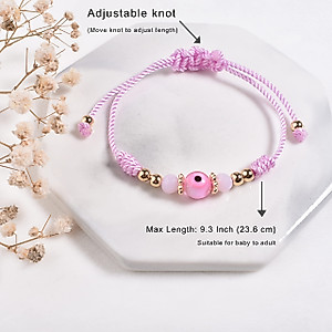 chorfla Evil Eye Bracelet For Women Teen Protection Bracelet Pink Knot Bracelet Ojo Anklet Gift String Rope Thread For Daughter Niece Granddaughter Friend Bff Good Luck Christmas