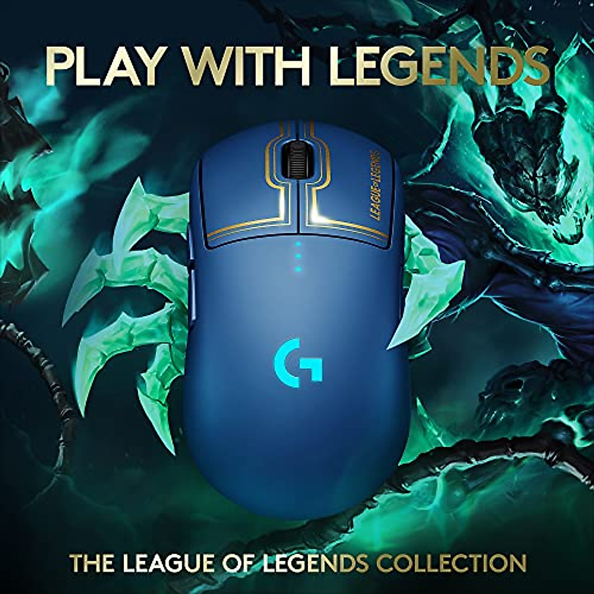 Logitech G PRO Wireless Gaming Mouse - Lightspeed, Hero 25K Sensor, 25,600 DPI, RGB, 4-8 Customizable Buttons, Ambidextrous, Official League of Legends Edition