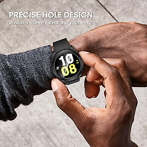 [2 in 1] Goton Waterproof Case for Samsung Galaxy Watch 5 4 44mm, 360° Protective Hard PC Front & Back Bumper with HD Tempered Glass Screen Protector for Galaxy Watch Cover Accessories, Black