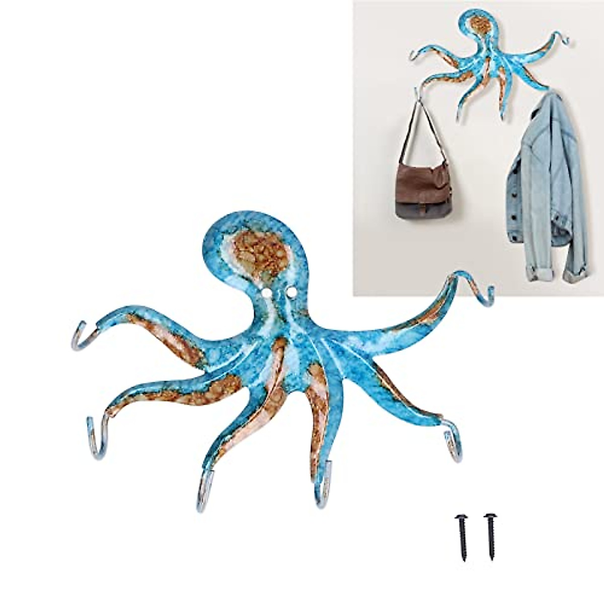 Octopus Key Holder, Unique Shape Iron Octopus Hook,Metal Hooks Wall Mounted Iron Octopus Hook,Space Saving Metal Hooks for Bedroom Bathroom Kitchen, Octopus Key Holder, Unique Shape Iron Octopus