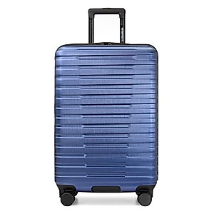 U.S. Traveler Boren Polycarbonate Hardside Rugged Travel Suitcase Luggage with 8 Spinner Wheels, Aluminum Handle, Navy, 3-Piece Set, USB Port in Carry-On
