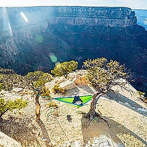 GRAND TRUNK Double Deluxe Hammock with Hanging Straps and Carabiners - Made from Parachute Nylon Fabric and Holds Two Peoople or 400lbs (Olive Green/Khaki)