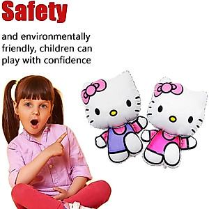 Hanjiejie 53 pcs Kitty Girls birthday party balloons, dinner plates, paper towels,banners, tablecloths,Gift bags,children's tablecloths,baby shower birthday party decorations.