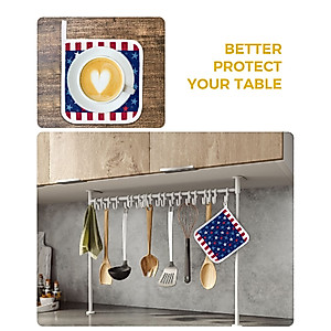 Memorial Day 2 Pack Pot Holders Heat Insulation Hot Pads, USA Patriotic Star Washable Oven Pot Holder Set for Kitchen Blue Red White Stars Potholders for Baking Cooking Dining Table