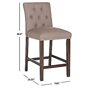 Safavieh Home Collection Norah Dark Taupe and Espresso Counter Stool (Set of 2)