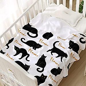 RAMEN BLANKET Custom Black Cats Blanket Throw Super Soft and Cozy Blankets for Home Decoration, Couch, Bed, Sofa 40"x30" Extra Small for Pets for All Seasons