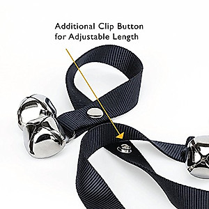 Friends Forever Housetraining Dog Doorbell for Bathroom Potty Training, Adjustable Nylon Strap Length, Behavior Aid Handle or Knob, Puppy Cat Kitten Go Outside Communication Supplies - Black