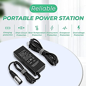 24V 2A 3-Pin XLR Connector Electronic Scooter Battery Charger for Go-Go Elite Traveller,Pride Mobility,Jazzy Power Chair Battery Charger & Plus Ezip Mountain Trailz (with 3.9ft US Power Cord)