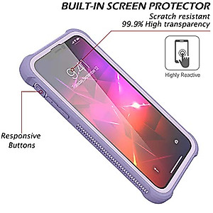 Dexnor iPhone 11 Case with Screen Protector Clear Rugged 360 Full Body Protective Shockproof Hard Back Defender Dual Layer Heavy Duty Bumper Cover Case for iPhone 11 6.1" - Purple