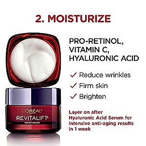 L'Oreal Paris Revitalift Triple Power Anti-Aging Face Moisturizer & Hyaluronic Acid Face Serum, Paraben & Fragrance Free Regimen Kit, 2 Count