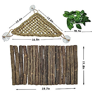 Hamiledyi Large Reptile Hideout Wood Bridge Ladder Hiding Hut Bearded Dragon Hammock Lizards Habitat Decor Climbing Accessories Tortoise Hide Cave Toy for Gecko Snake Chameleon Gecko Iguana